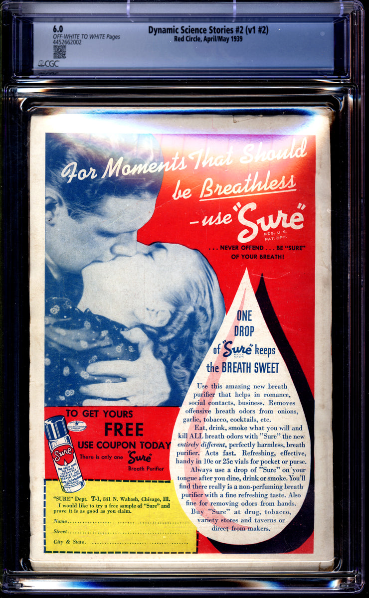 Dynamic Science Stories v1 #2 CGC 6.0 (1939) Hitler Cover! Pulp Magazi ...