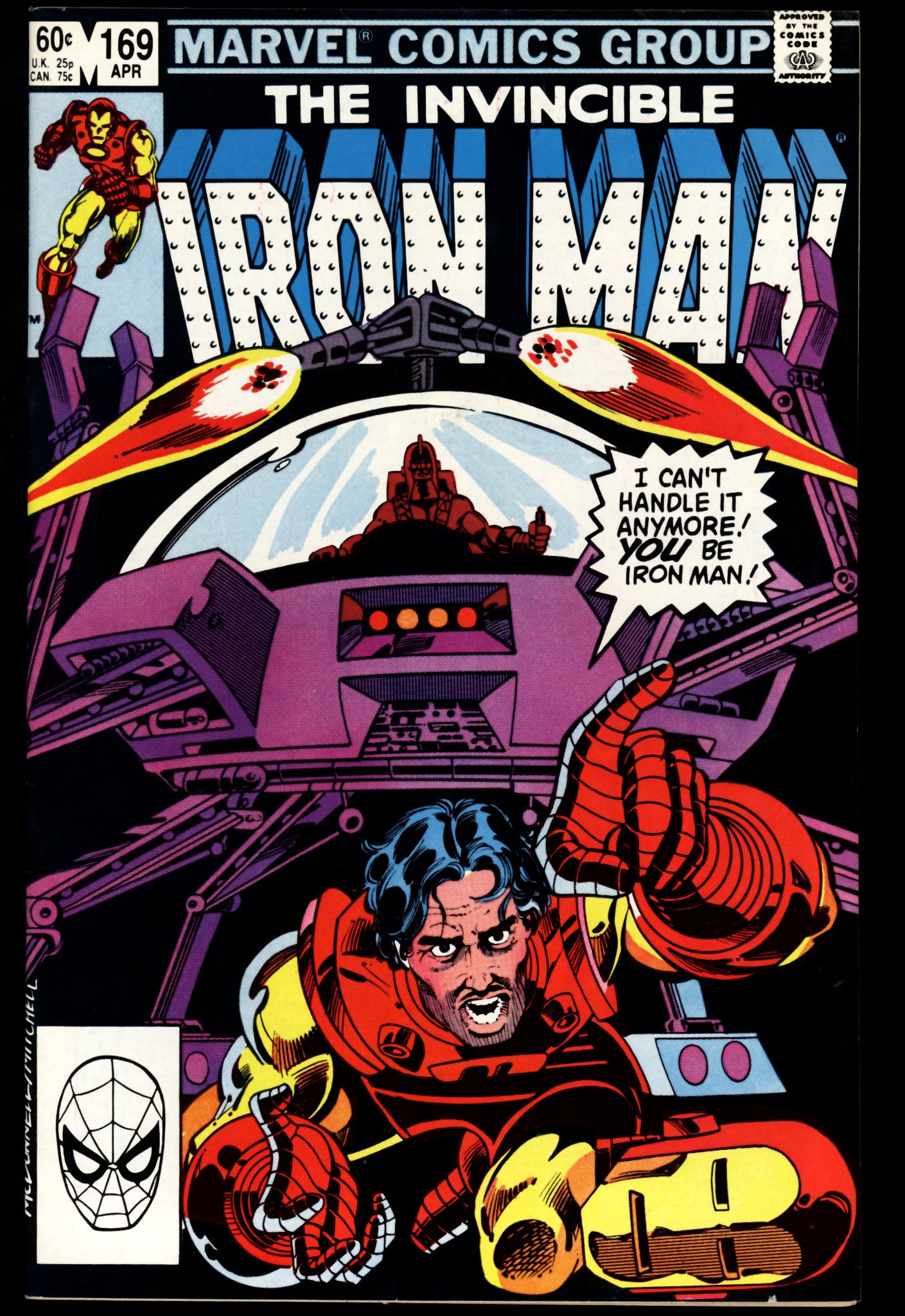 Iron Man #169 Marvel 1983 (NM-) 1st Appearance Jim Rhodes as Iron Man ...