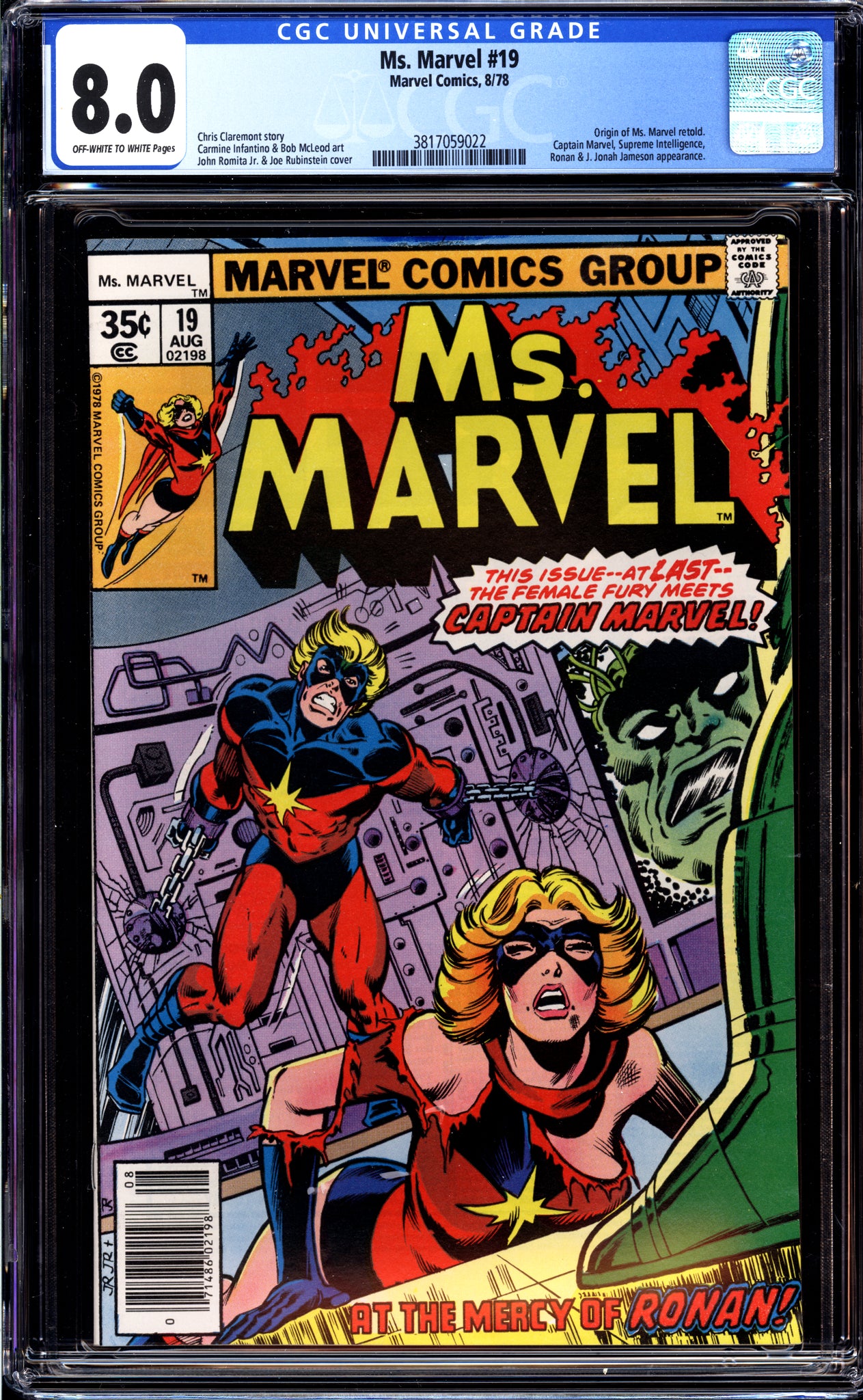 Ms. Marvel #19 CGC 8.0 (1978) Origin of Ms. Marvel Retold! – Ultimate Key Issue Comics