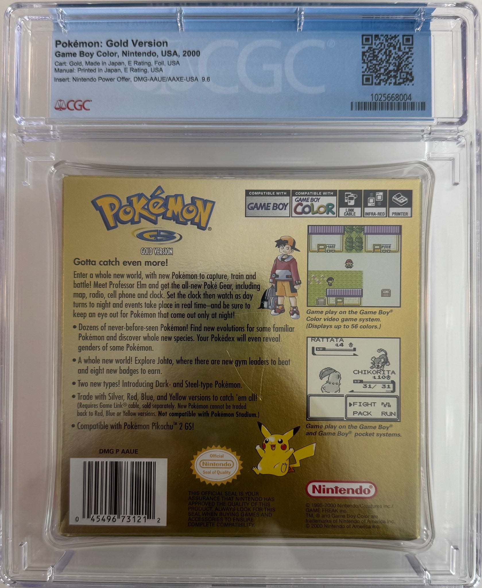 Pokemon: Gold Version Game Boy Color Complete In Box CGC 9.0 BOX 9.4 ...