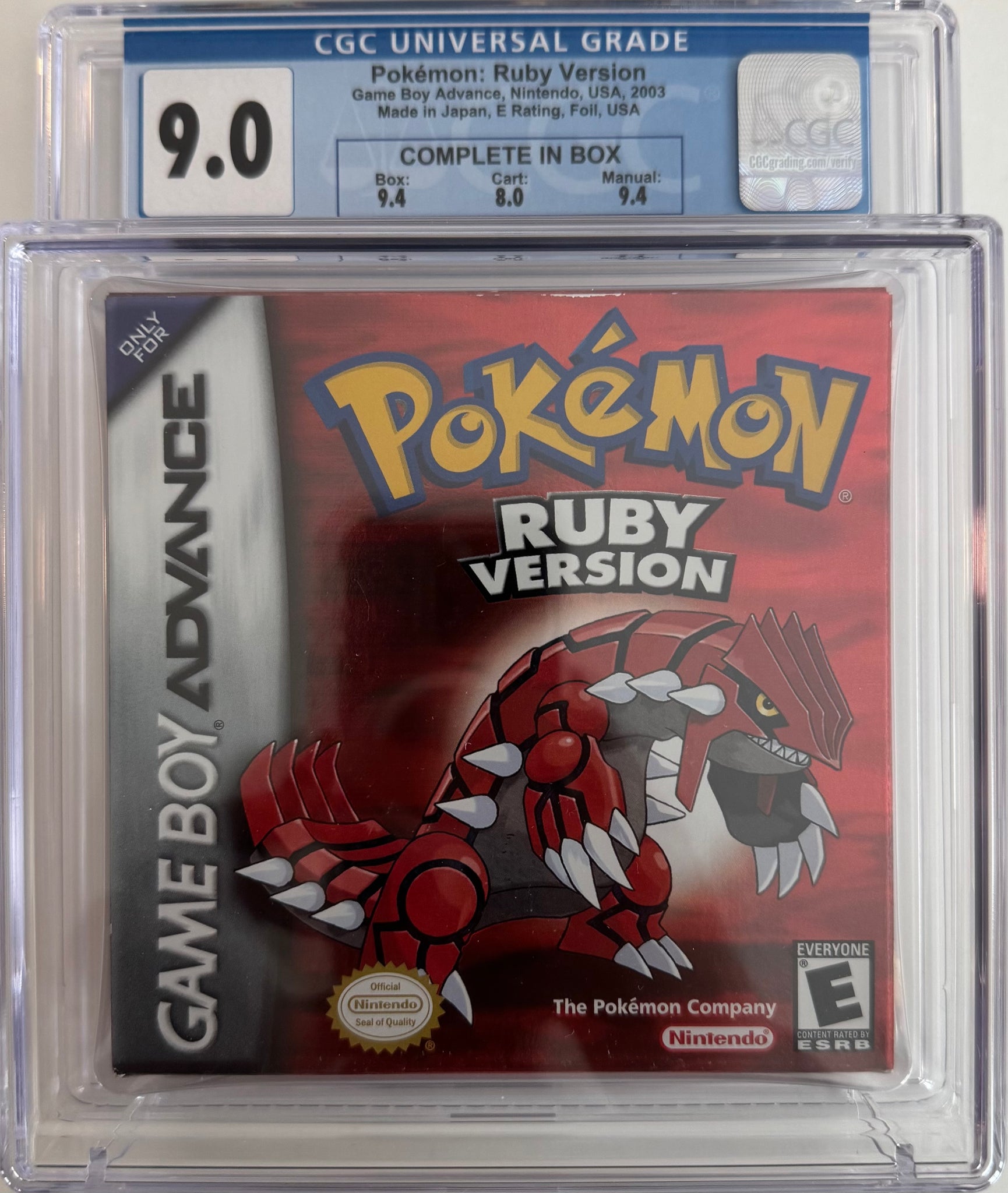 Pokemon: Ruby Version GBA Complete In Box CIB CGC 9.0 BOX 9.4 ...