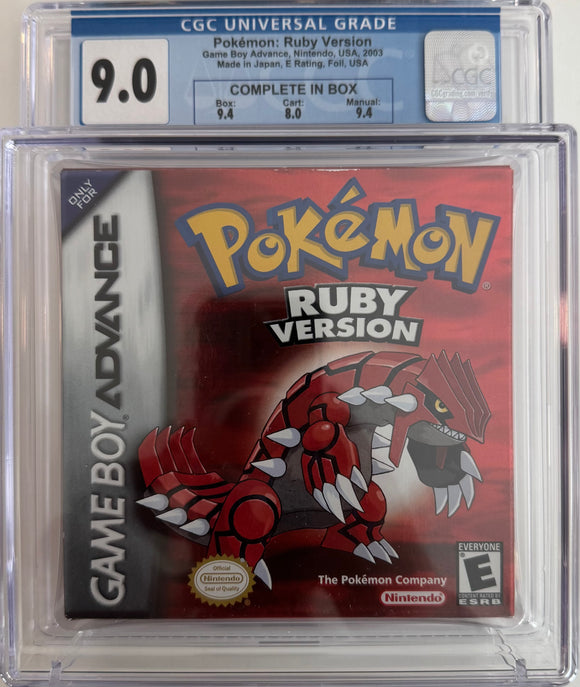 Pokemon: Ruby Version GBA Complete In Box CIB CGC 9.0 BOX 9.4 ...