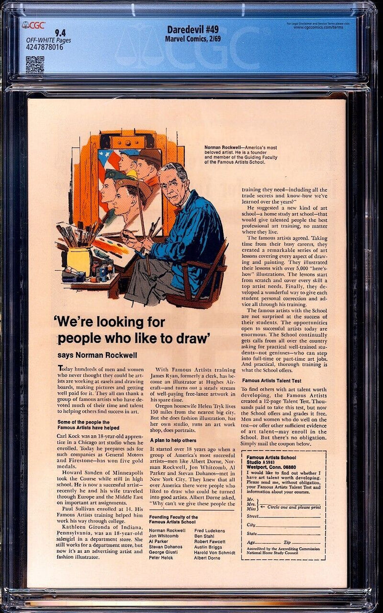 Daredevil #49 CGC 9.4 (1969) Stan Lee Story! Gene Colan Cover & Art ...